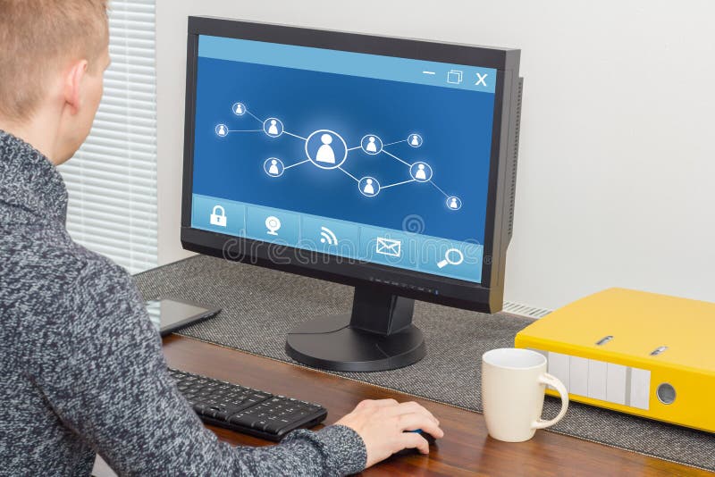 Man Using Social Network on Computer Stock Photo - Image of network ...