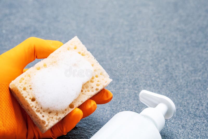 Man Using Sponge for Cleaning Tiles Surface Stock Photo - Image of ...