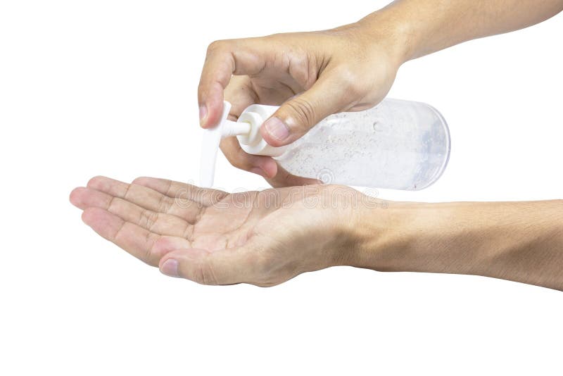 Man Using Squeezing Hand Sanitizer To Palm Kid. Sanitizing Hands To ...