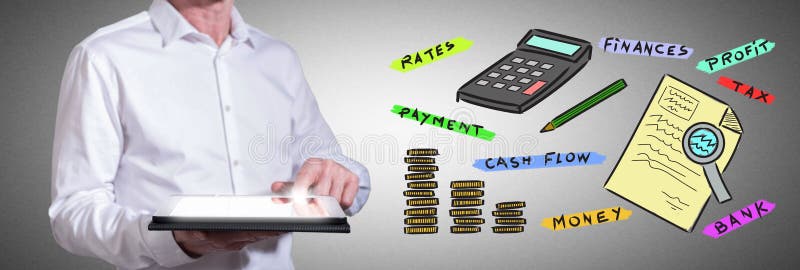 Accounting Concept with Man Using a Tablet Stock Image - Image of data ...