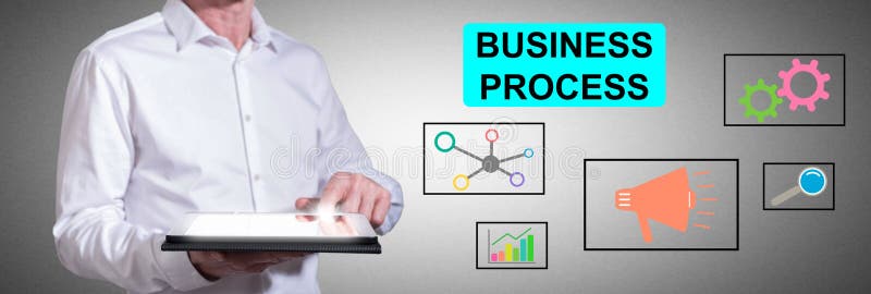 Business Process Concept with Man Using a Tablet Stock Photo - Image of ...