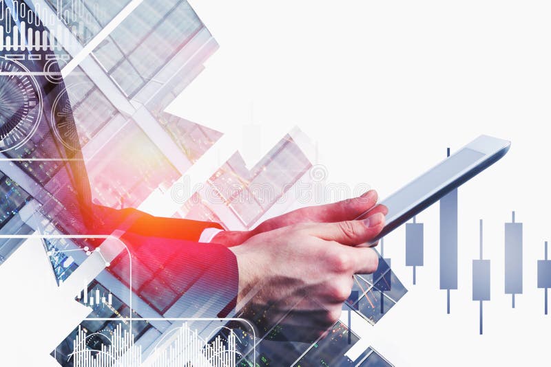 Man Using Tablet in City, Forex Chart Stock Photo - Image of analyze ...