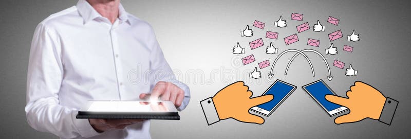 Digital Communication Concept with Man Using a Tablet Stock Image ...