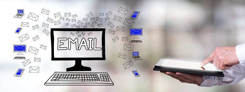 Email Concept with Man Using a Tablet Stock Photo - Image of computer ...