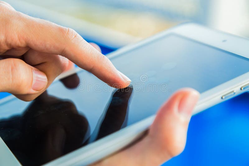 Man using a tablet pc stock image. Image of business - 121570689