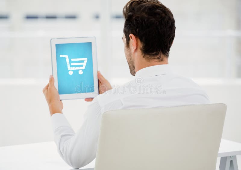 Digital Composite Image of Businessman with Technologies Looking at IOT ...