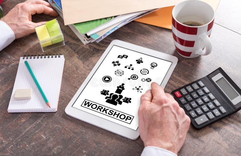 Workshop Concept on a Tablet Stock Image - Image of meeting ...