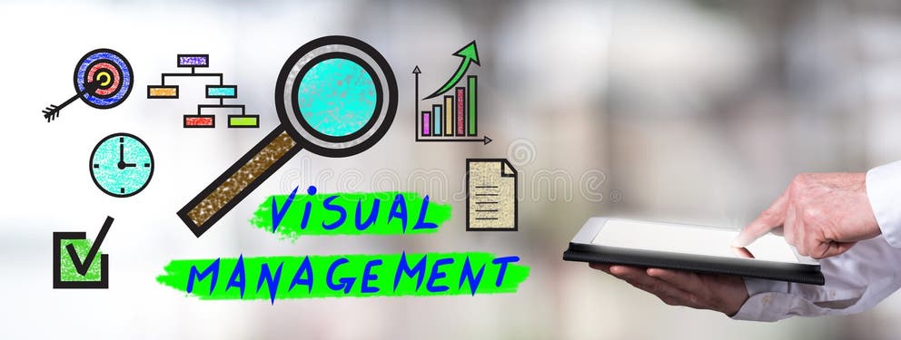 Visual Management Concept with Man Using a Tablet Stock Photo - Image ...