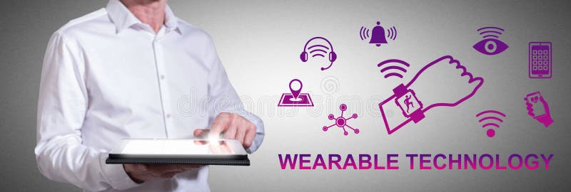Wearable Technology Concept with Man Using a Tablet Stock Image - Image ...