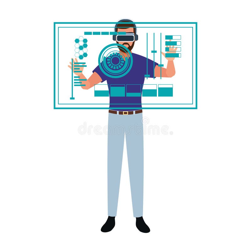 Man Using Technology of Augmented Reality Vector Design Stock Vector ...