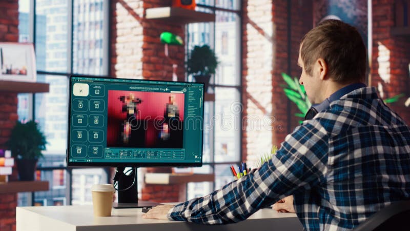 Man Using Text To Image Artificial Intelligence Generative Models Stock Footage Video Of