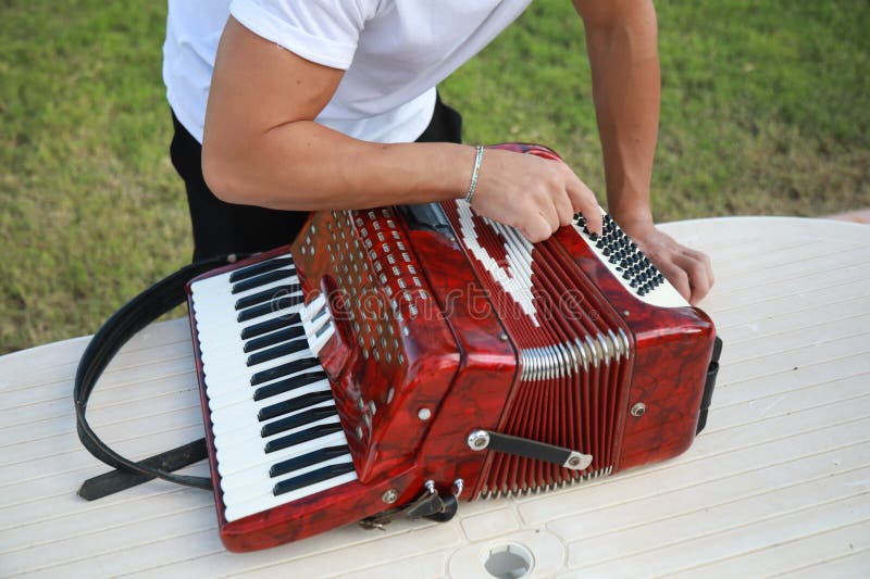 Man Using Tool To Fix and Tune Accordion Stock Photo - Image of ...