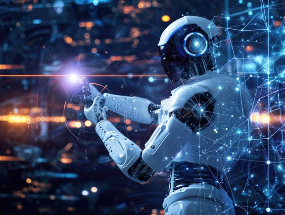 Man Using Tools AI. Technology Smart Robot Science and Artificial ...