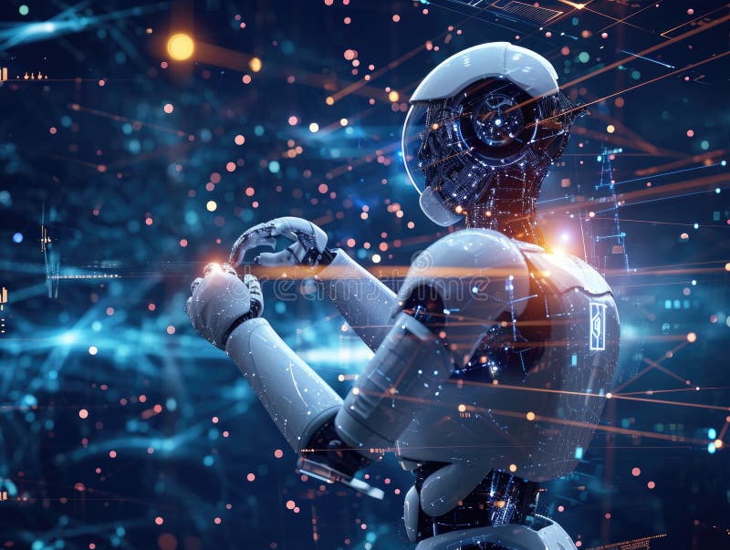 Man Using Tools AI. Technology Smart Robot Science and Artificial ...