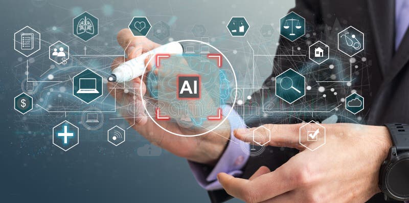 Man Using Tools AI. Technology Smart Robot Science and Artificial ...