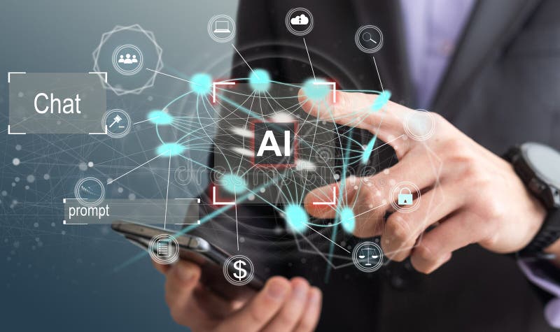 Man Using Tools AI. Technology Smart Robot Science and Artificial ...