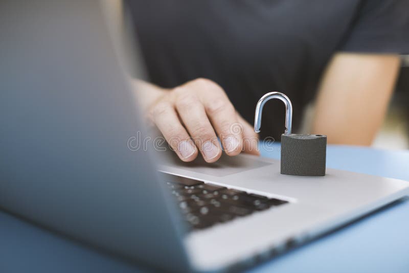 Notebook and lock stock image. Image of information - 251207681