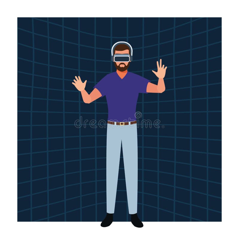 Man Using Virtual Reality Glasses Stock Vector - Illustration of ...