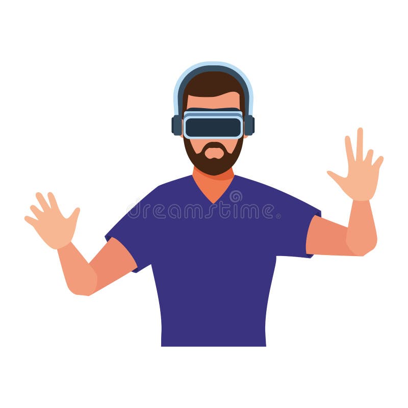 Man Using Virtual Reality Glasses Stock Vector - Illustration of ...