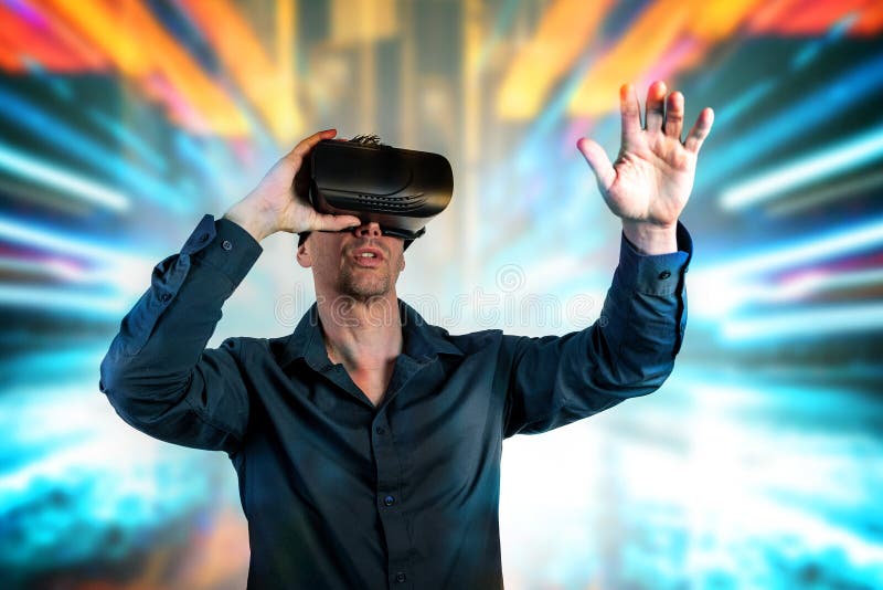 Man using virtual reality stock image. Image of people - 168182223