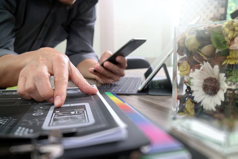 Man Using VOIP Headset with Digital Tablet Computer Docking Keyboard ...