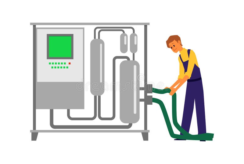 Man Using Wine Making Equipment - Steel Distillery Tank with Control ...