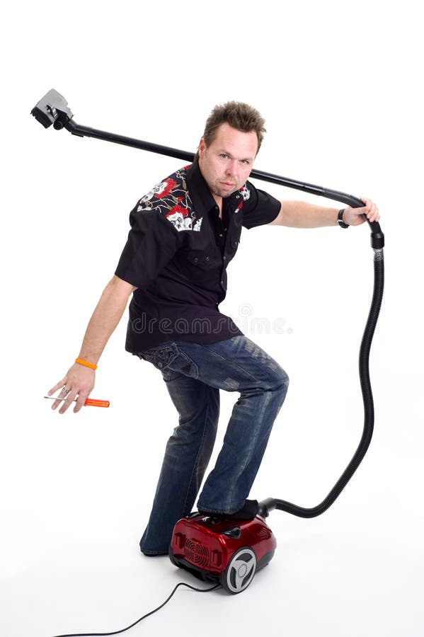 Man with vacuum cleaner stock image. Image of clean, service - 7337303