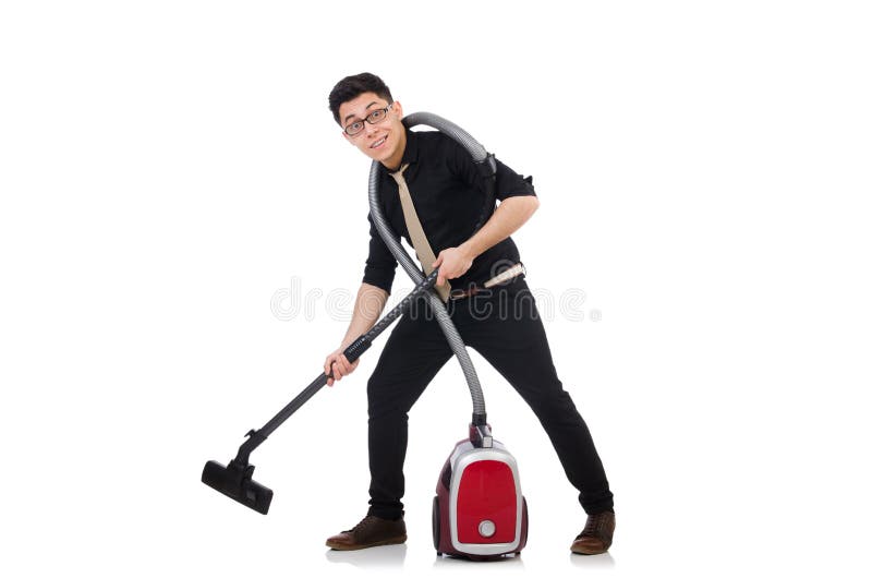 Man with vacuum cleaner stock photo. Image of equipment - 40291136