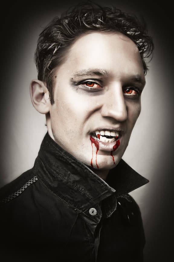 Man with Vampire Style Bangs, Blood Stock Image - Image of ball ...