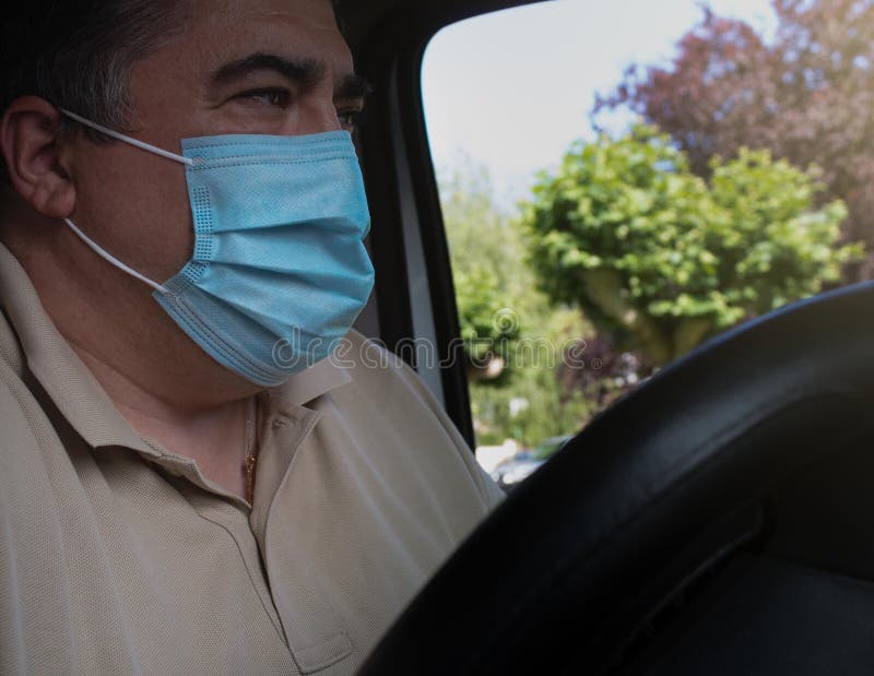 Man in the Van with the Medical Mask Stock Image - Image of delivering ...