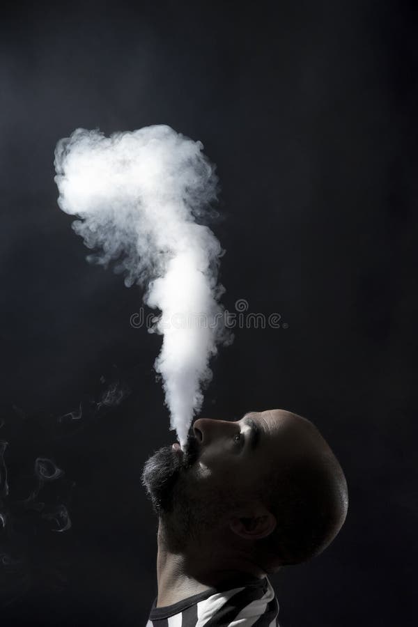 Man Vaping on Black Background Stock Image - Image of smoke, vaper ...