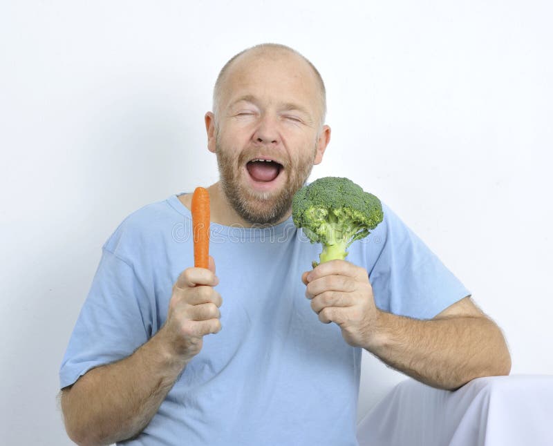 Man with vegetable. stock image. Image of scream, diet - 17870517