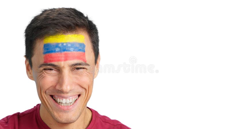 Man with a Venezuelan Flag Painted on the Face Smiling Stock Photo ...