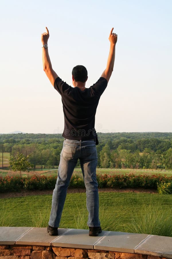 Man in Victory Stance stock photo. Image of leader, outline - 1025254