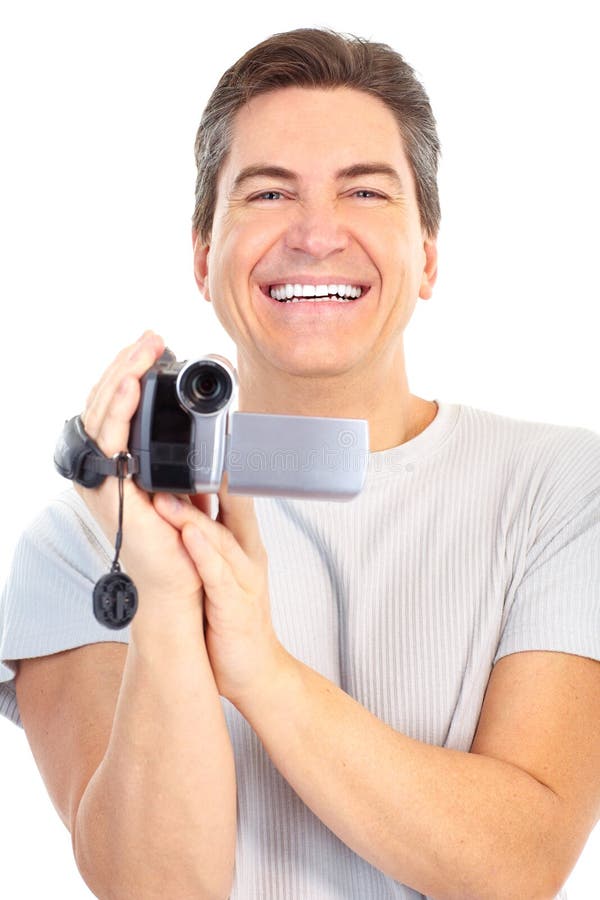 Man with video camera stock photo. Image of happy, handsome - 12703036