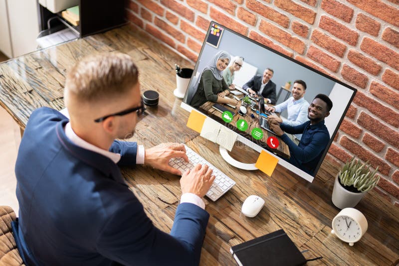 Man Video Conference Business Call Stock Photo - Image of business ...