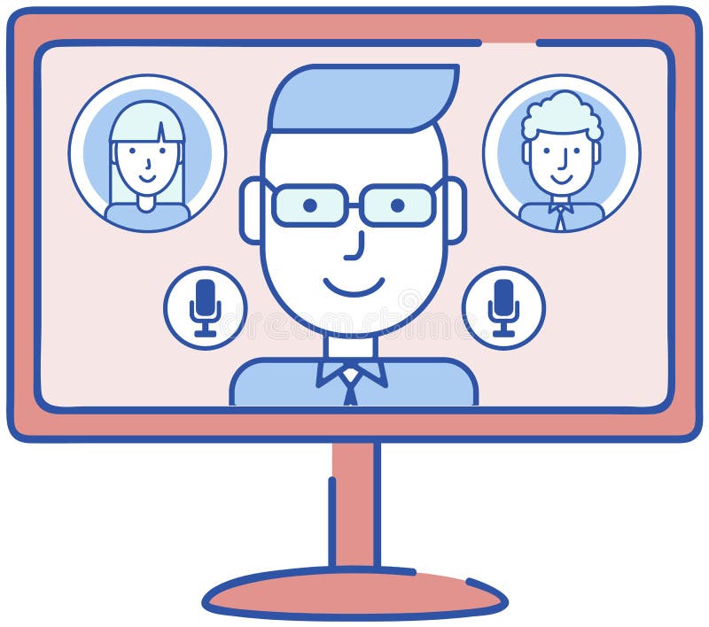 Man during Video Conference Meeting, Online Call. Remote Comunication ...