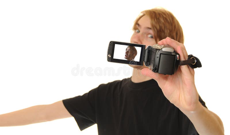 Man Video Recording Himself Talking Stock Image - Image of internet ...