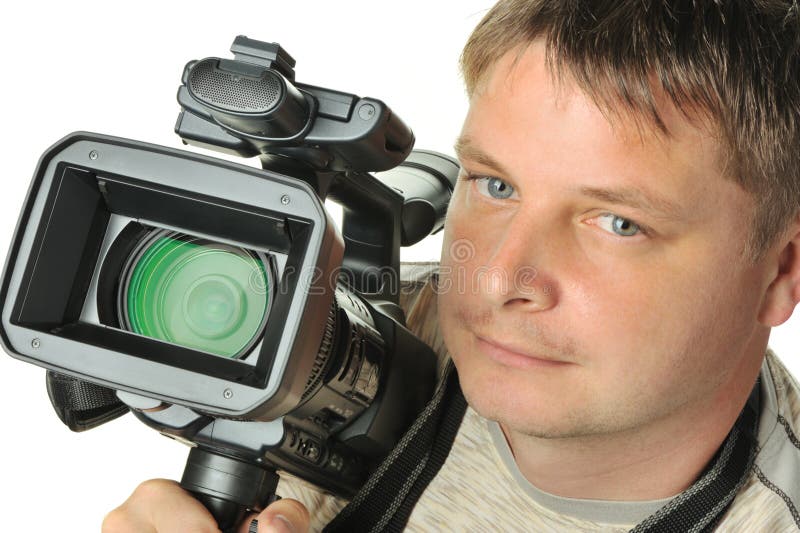 Woman holding camcorder stock image. Image of recording - 12180979