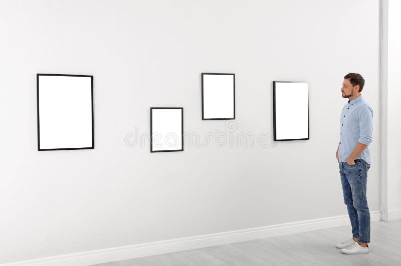 Man viewing exposition stock image. Image of modern - 133310951