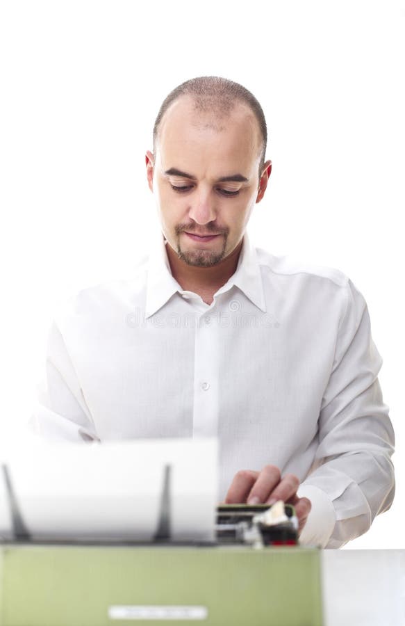 Man Typing on Old Typewriter Stock Photo - Image of director ...