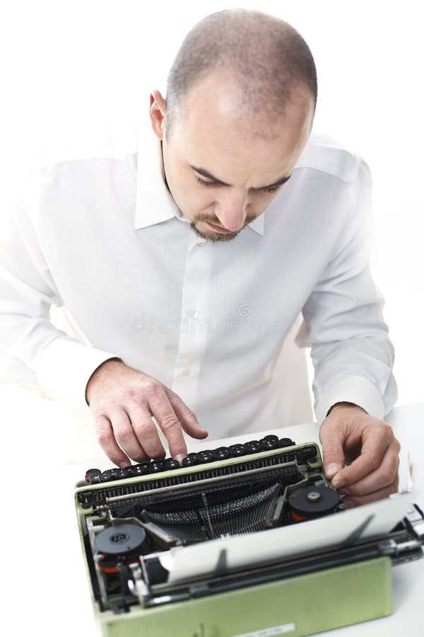 Man with Vintage Typewriter Stock Image - Image of letter, business ...