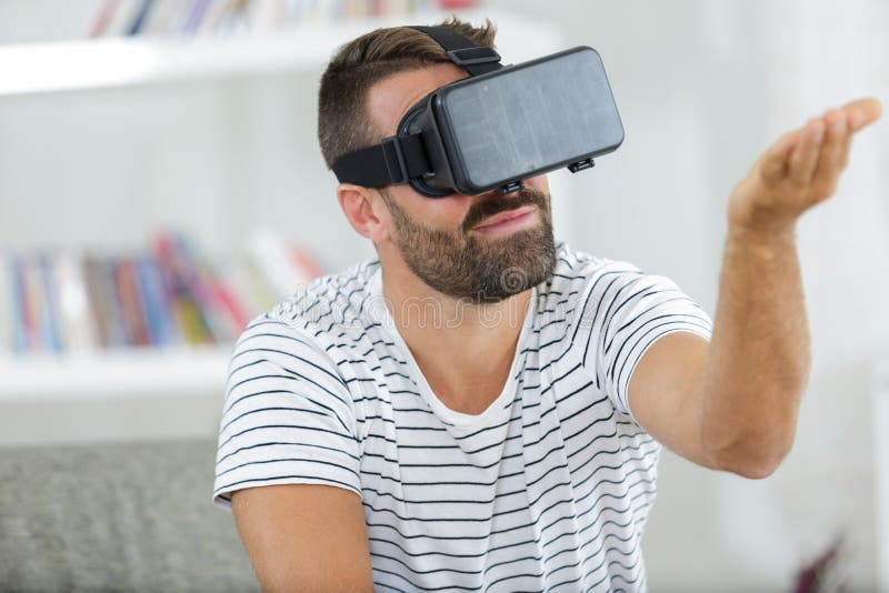 Man with Virtual Reality Goggles Stock Image - Image of experience ...
