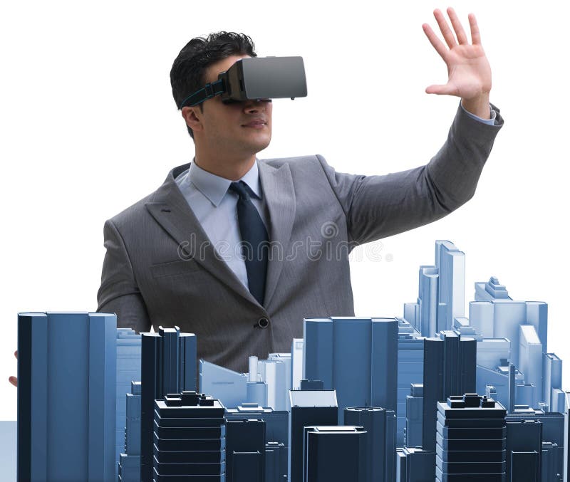 Man with Virtual Reality Goggles Doing Urban Planning Stock Photo ...