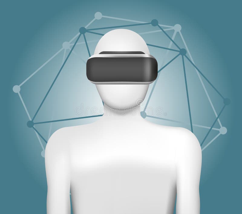 Man in Virtual Reality Headset. Abstract Vr Concept with Geometric ...