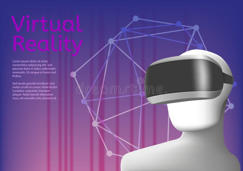 Man in Virtual Reality Headset. Abstract Vr Concept with Textarea and ...