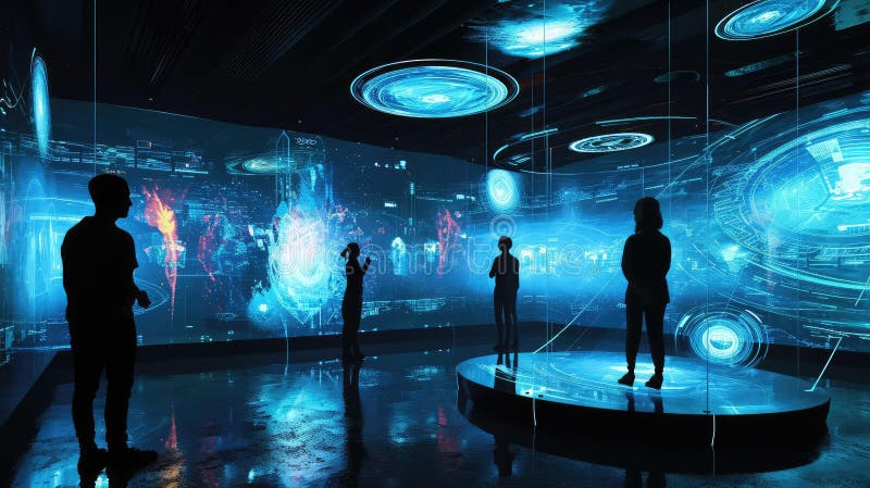 Man in Virtual Space. Luminous HUD Elements Stock Image - Image of game ...