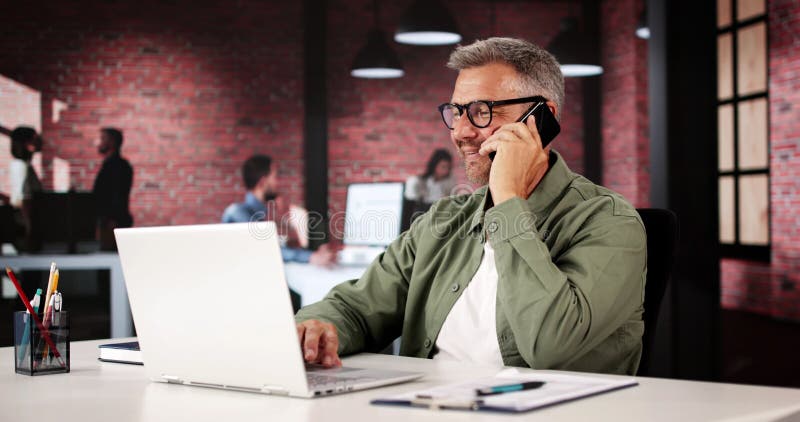 Man in Virtual Video Conference Call Stock Image - Image of work ...