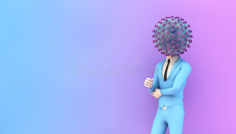 Man with coronavirus head stock illustration. Illustration of blue ...