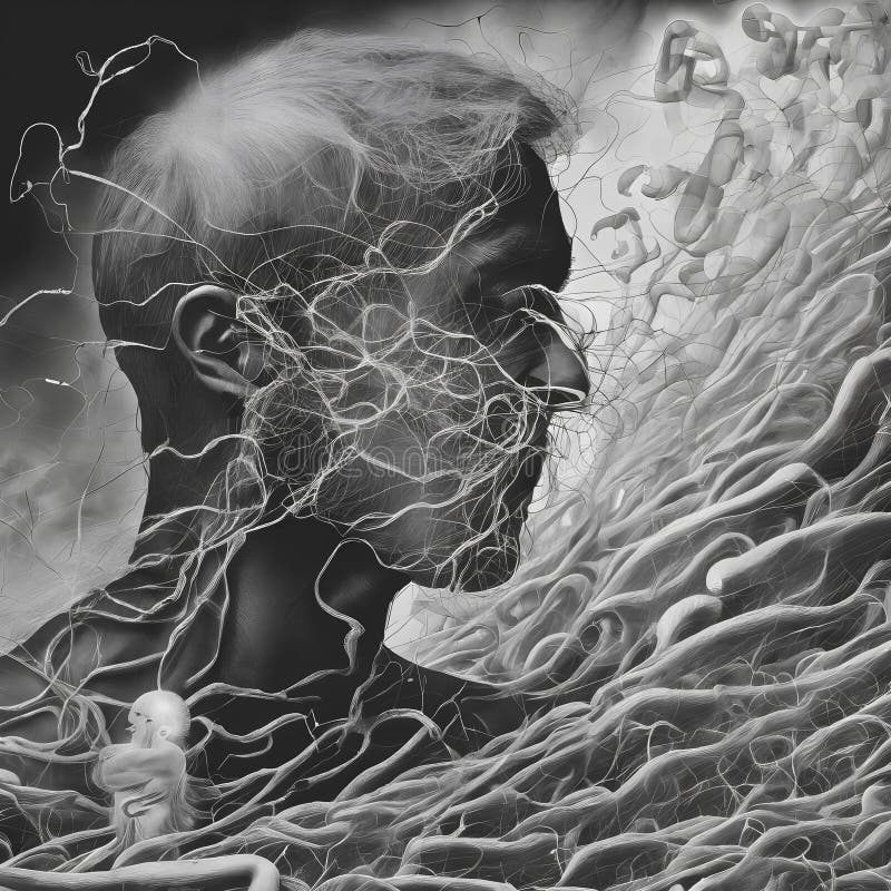 A Man in Visionary Thought. Stock Illustration - Illustration of ...